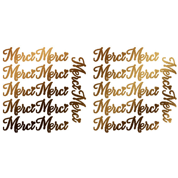 Metallic gold foil sticker sheet MERCI text 24pcs / 2,50 euro ...